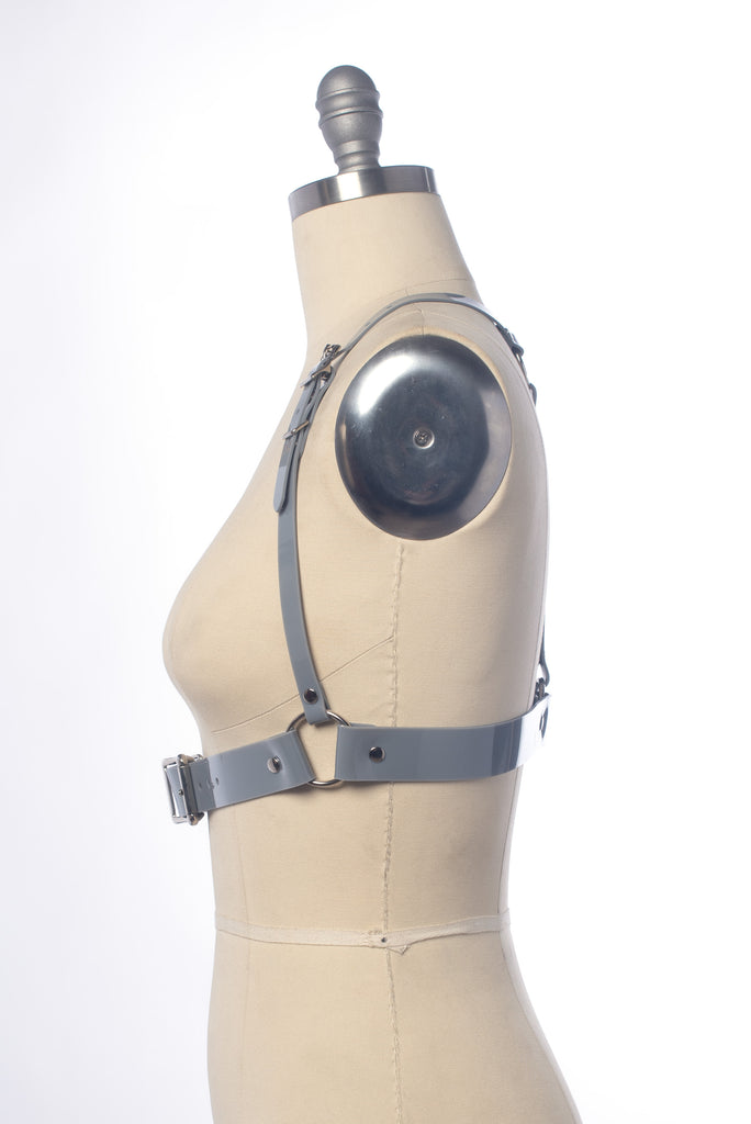 Apatico - XL Multipass Harness - Underbust - Gray PVC - Opaque