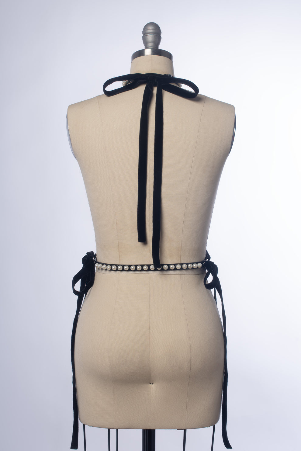 Apatico - Amelia Pearl Velvet Ribbon Harness - Gothic Clothing