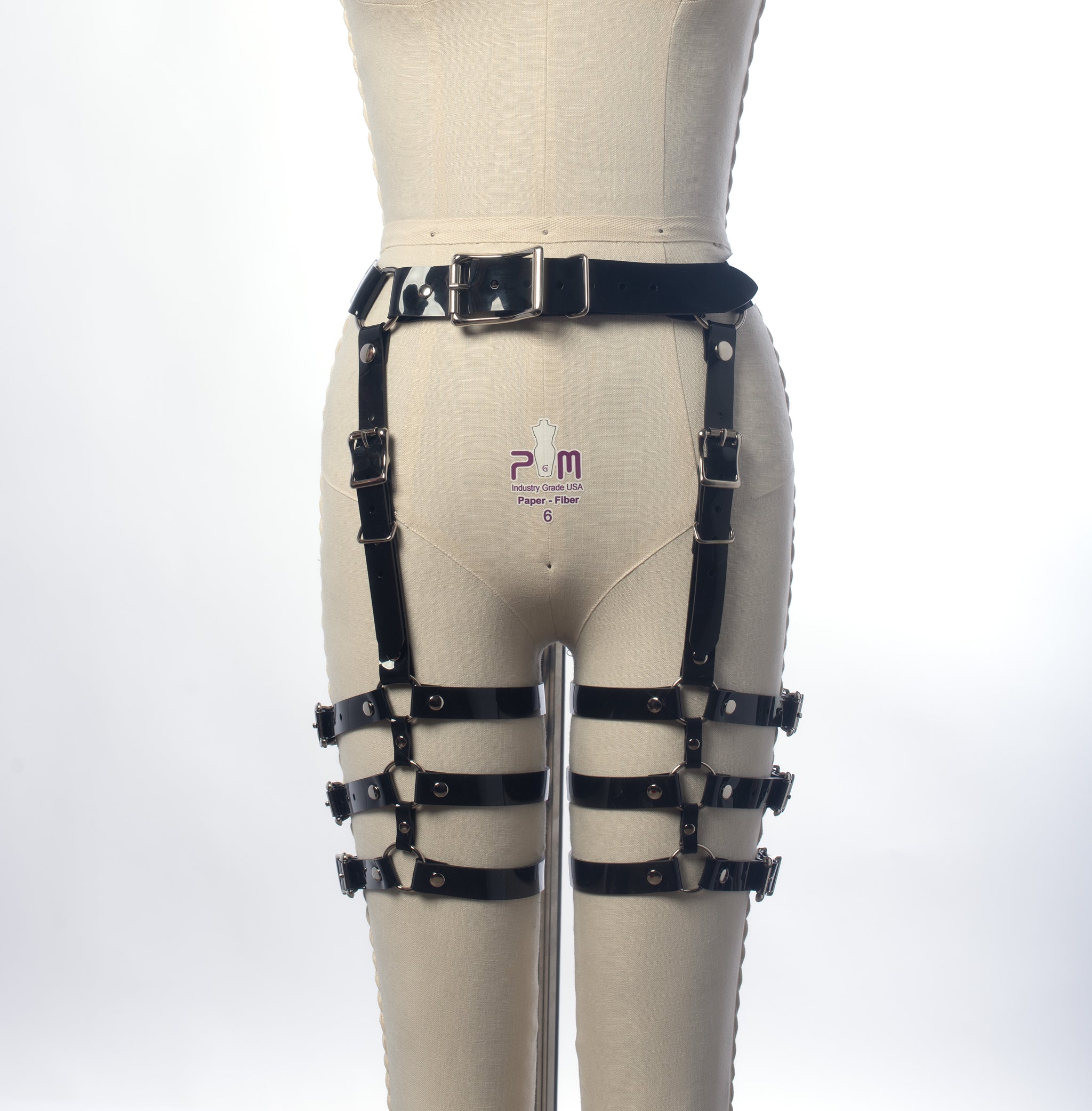 Apatico - Trinity Leg Harness - Black Leather PVC - Cyberpunk Gothic