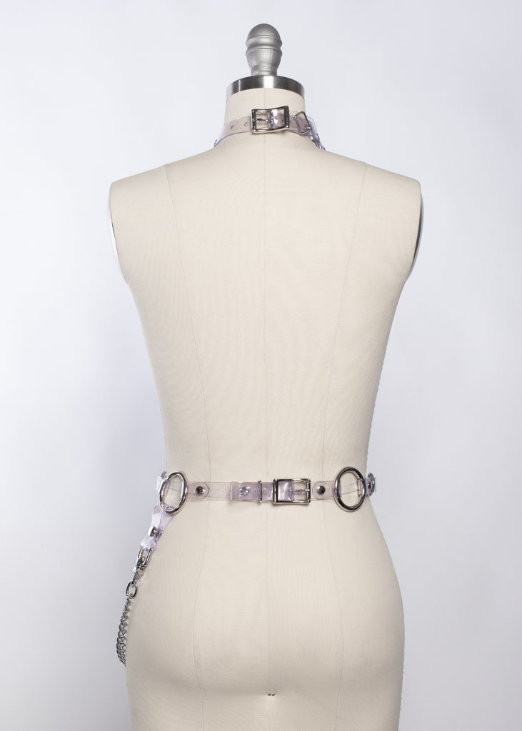Apatico - Industrial Draped Chain Harness Belt - Industrial Clear PVC