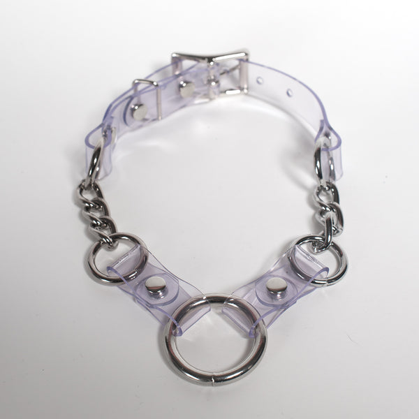 Apatico - Industrial Chained Choker Necklace - Clear PVC - Hardware