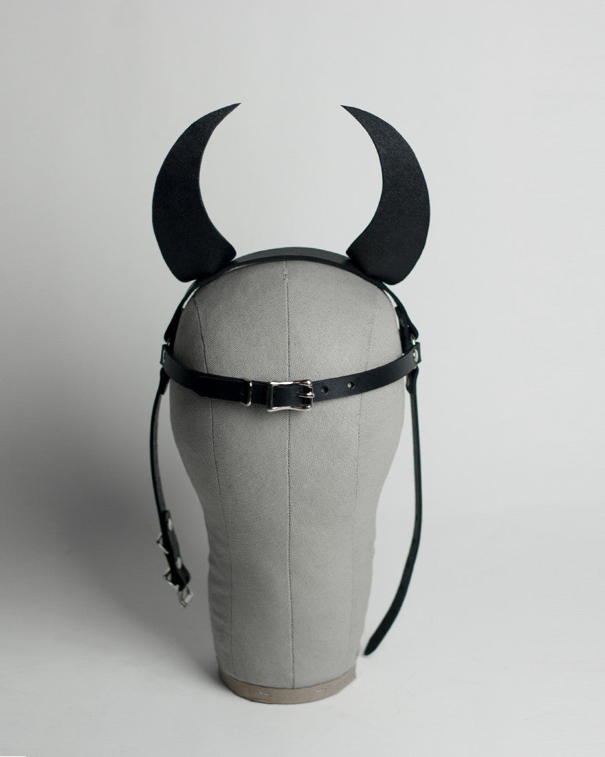 Apatico - Harness Demon Devil Horns Harness Headpiece - Gothic Occult