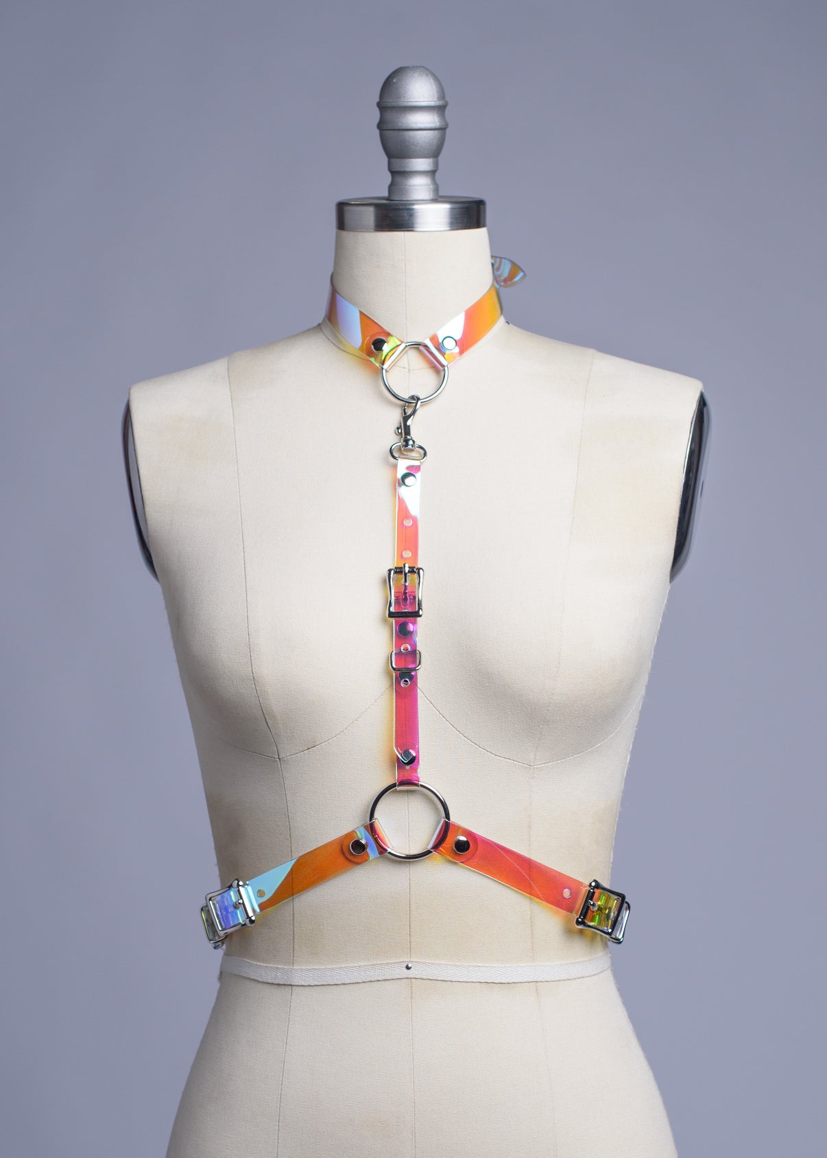 Apatico - Sunset Iridescent Clear Pvc Harness - Rainbow Holographic