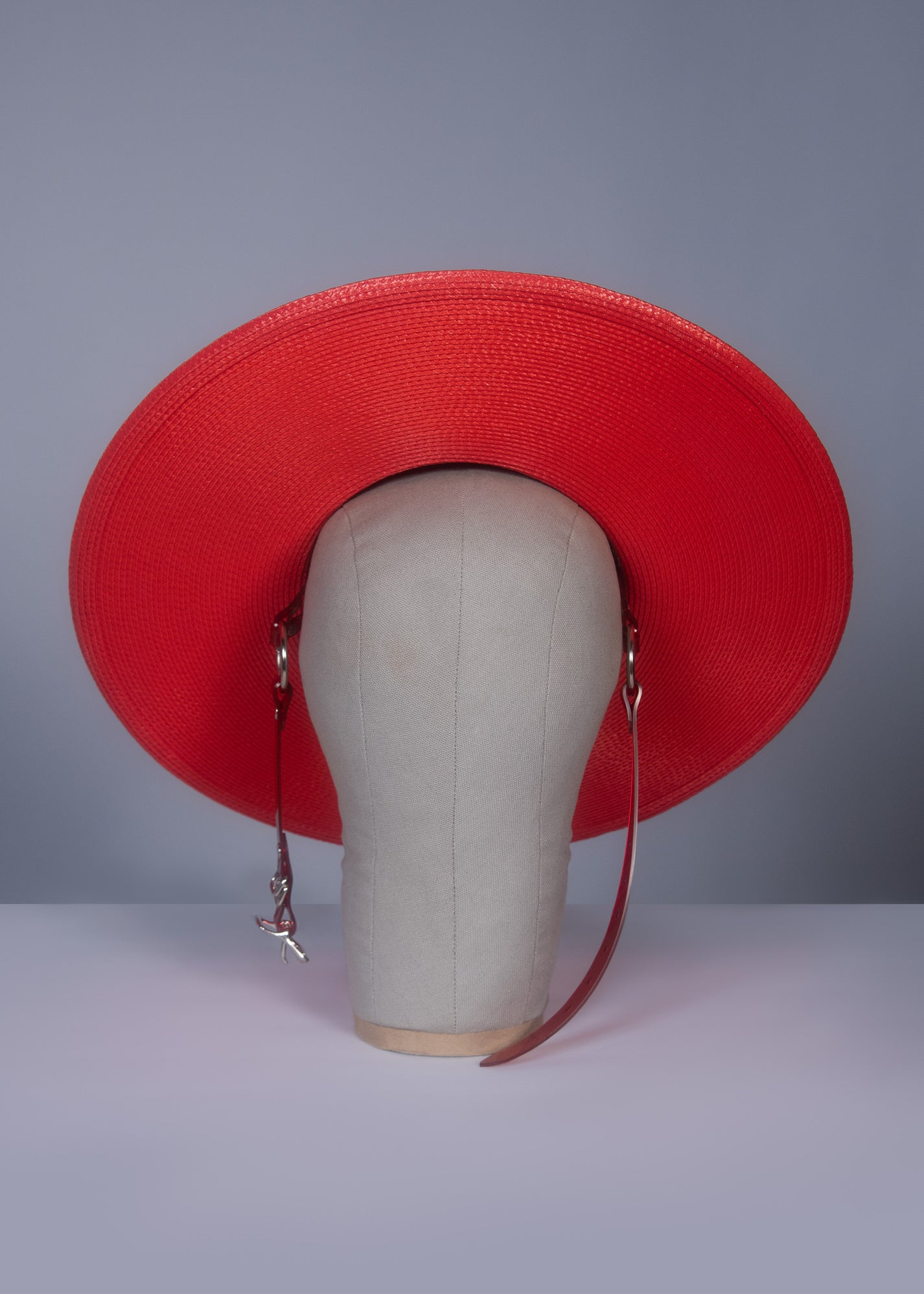 Apatico - Gothic Millinery - Mina Hat - Red Harness Buckle Wide Brim
