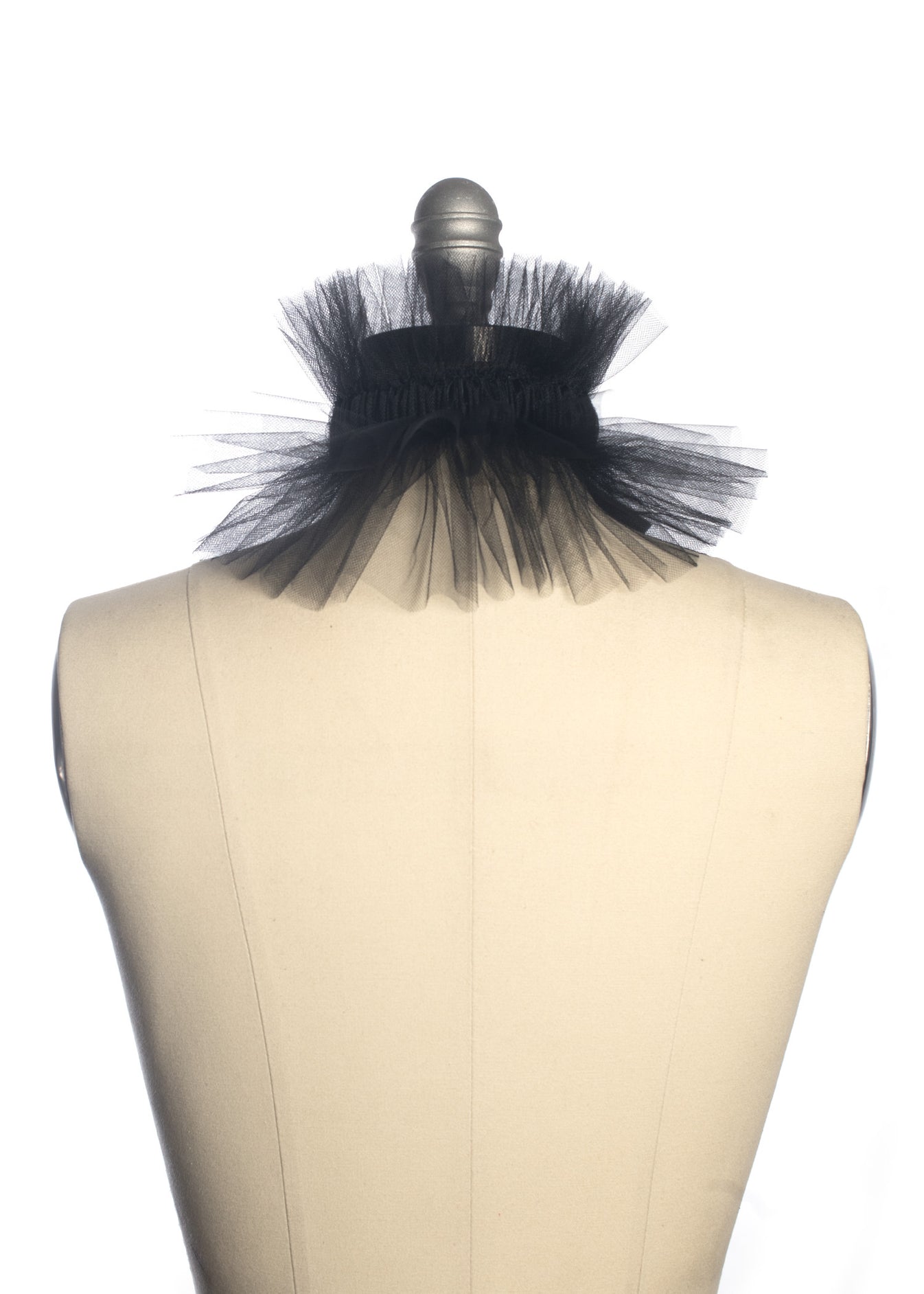 Apatico - Rococo Ruffle Choker Collar - Black Tulle - Gothic Doll