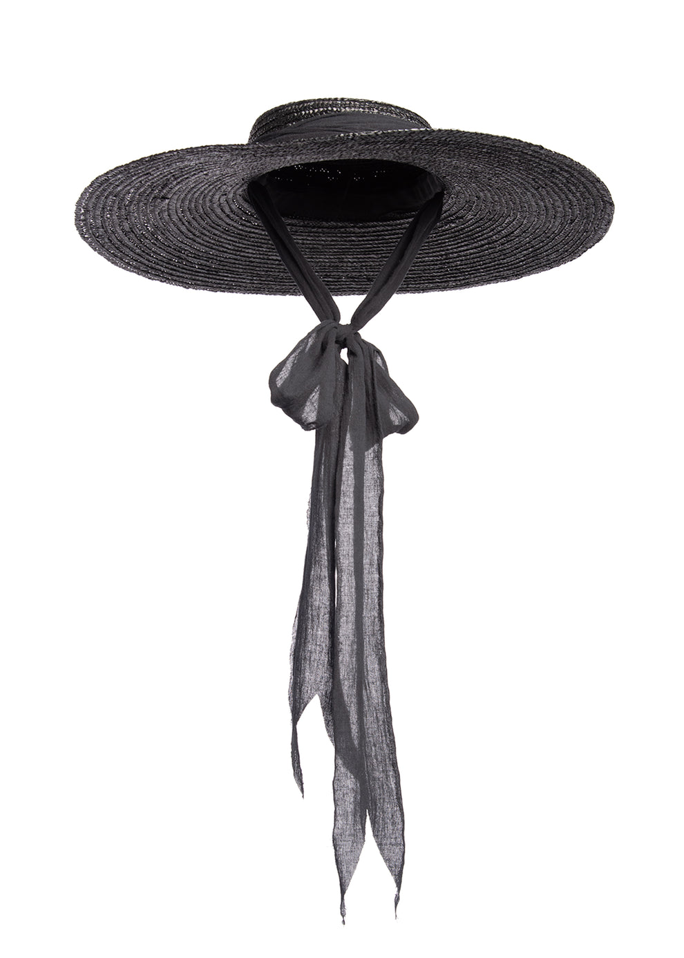 Apatico - Corinne Hat - Wide Brim Black Straw Hat - Witchy Summer Goth