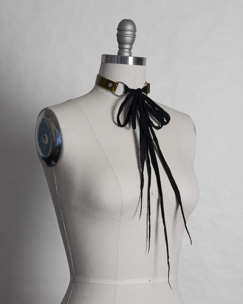 Wraith Bow Choker Collar - PVC or Leather - Gothic Doll - Apatico